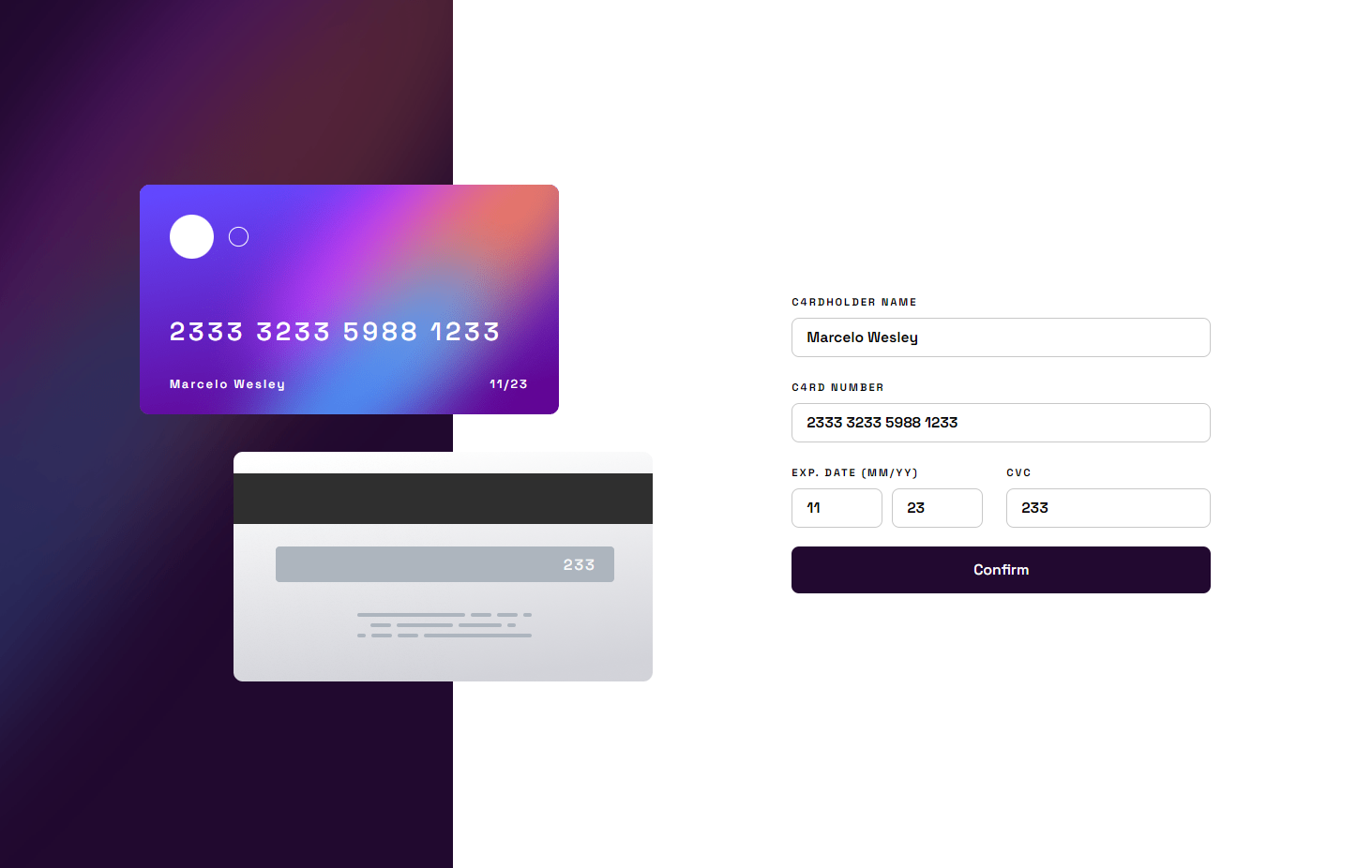 Frontend Mentor Interactive Card Details Form Solution Interactive Form